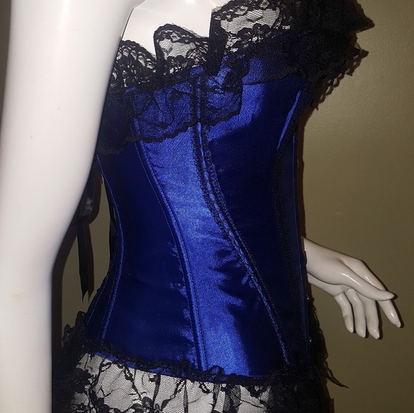 Unknown | Intimates & Sleepwear | Royal Blue Black Lace Bustier Corset ...
